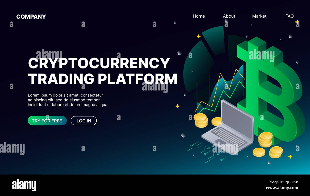 Cryptocurrency trading platform. Landing Web Page Template. Vector ...