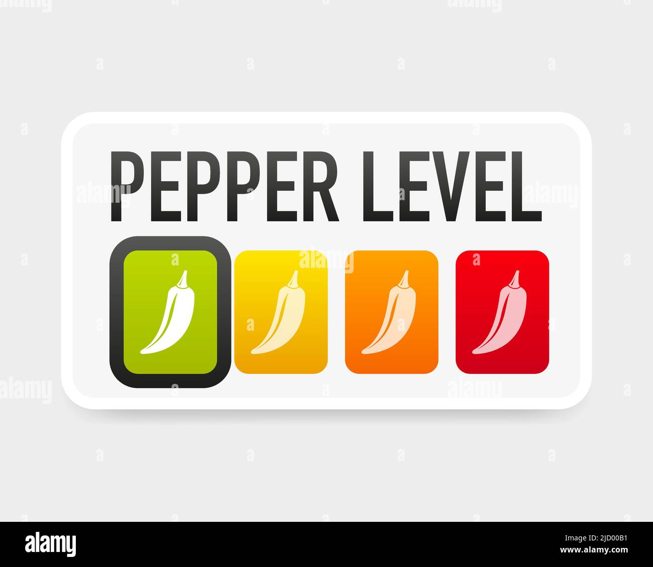 Hot pepper strength scale indicator with mild, medium, hot and hell ...