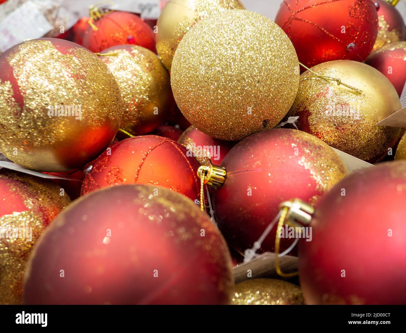 Christmas decorations in the store. Sale of gifts. Good New Year spirit ...