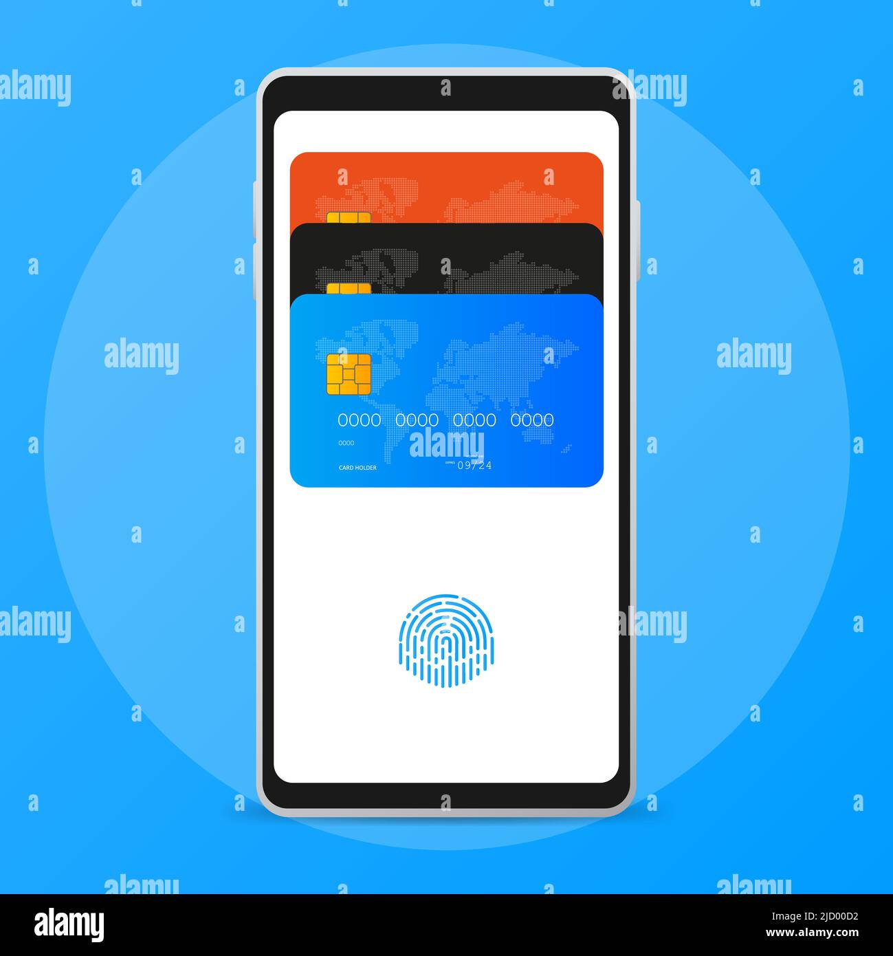 Modern mobile smartphone with credit card. Vector illustration Stock ...