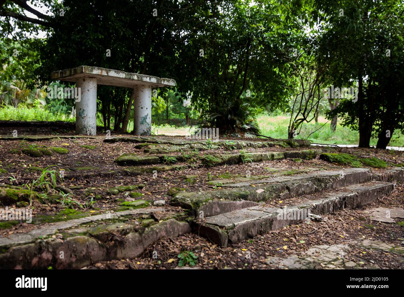 Original stairs of the San Lorenzo Church in the Armero Town destroyed ...