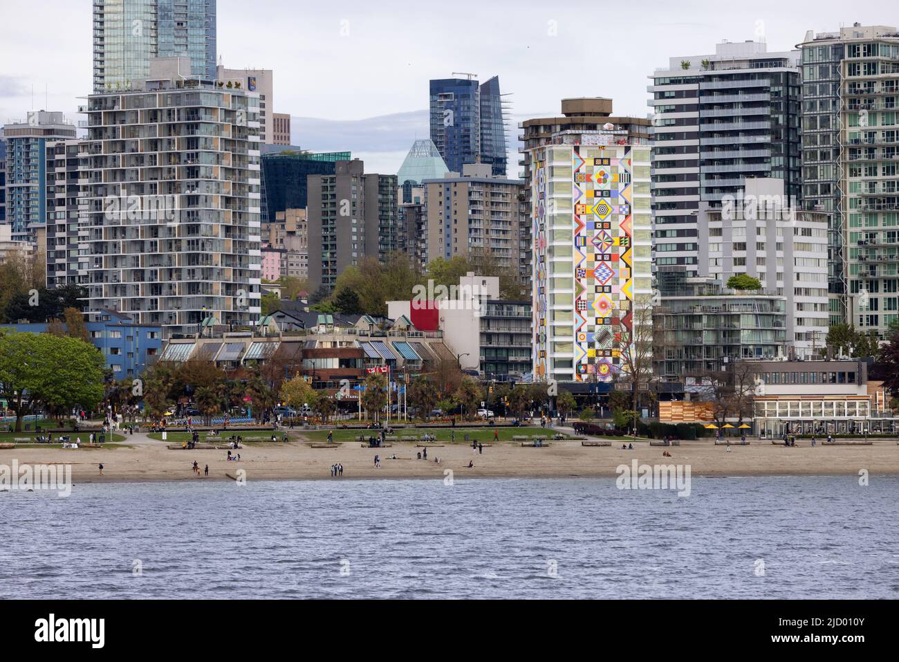 English Bay Beach in Downtown City on the West Coast of Pacific Ocean ...