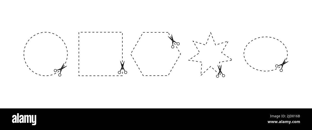 Scissors in paper cut style on black background. Scissors cut different ...