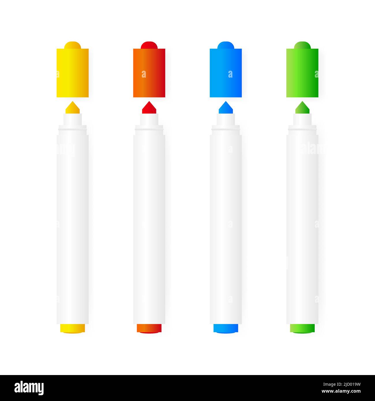 Paper art different color felt-tip pen set on white background. Vector ...