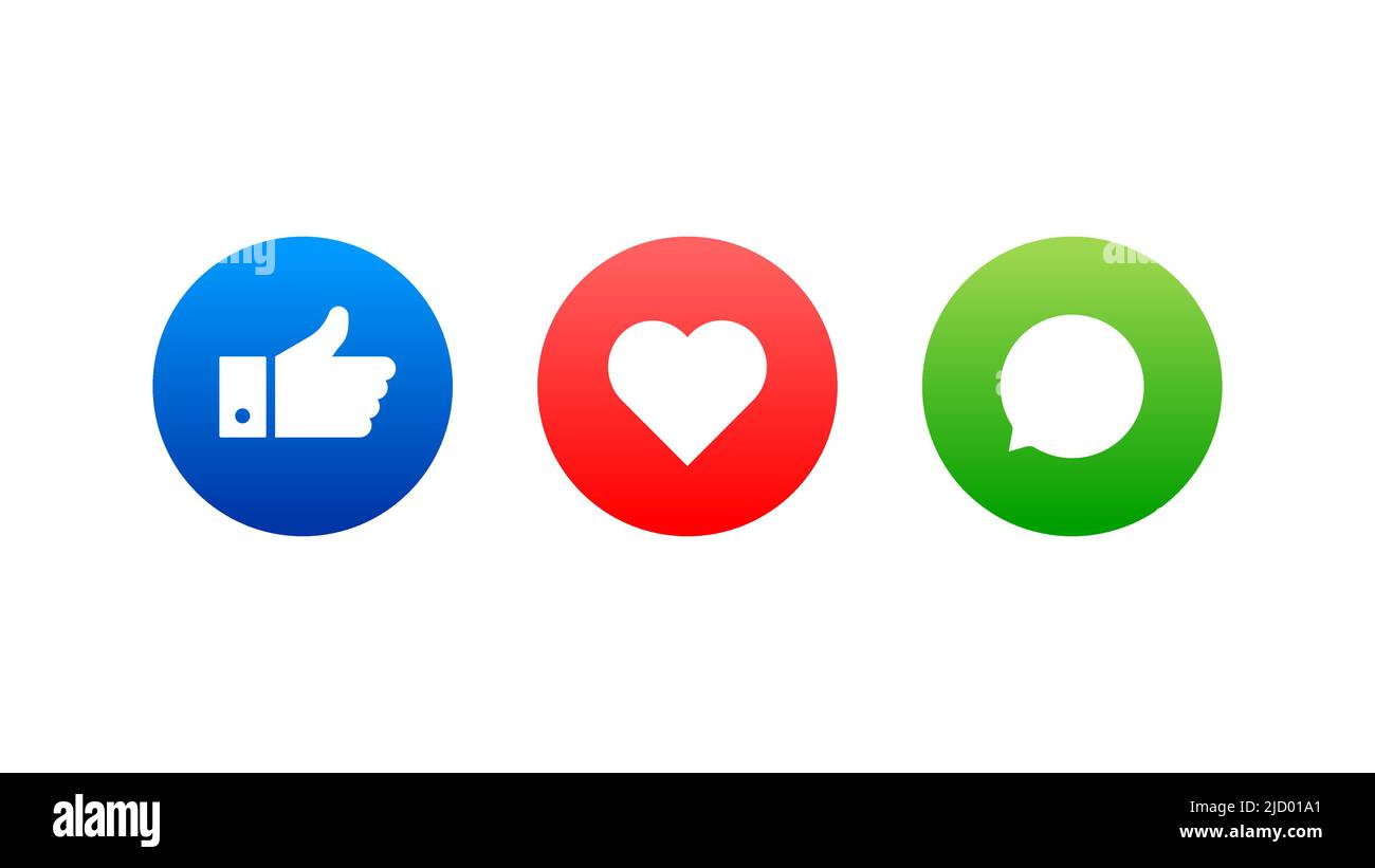 Flat like comment for web background design. Social media like heart ...