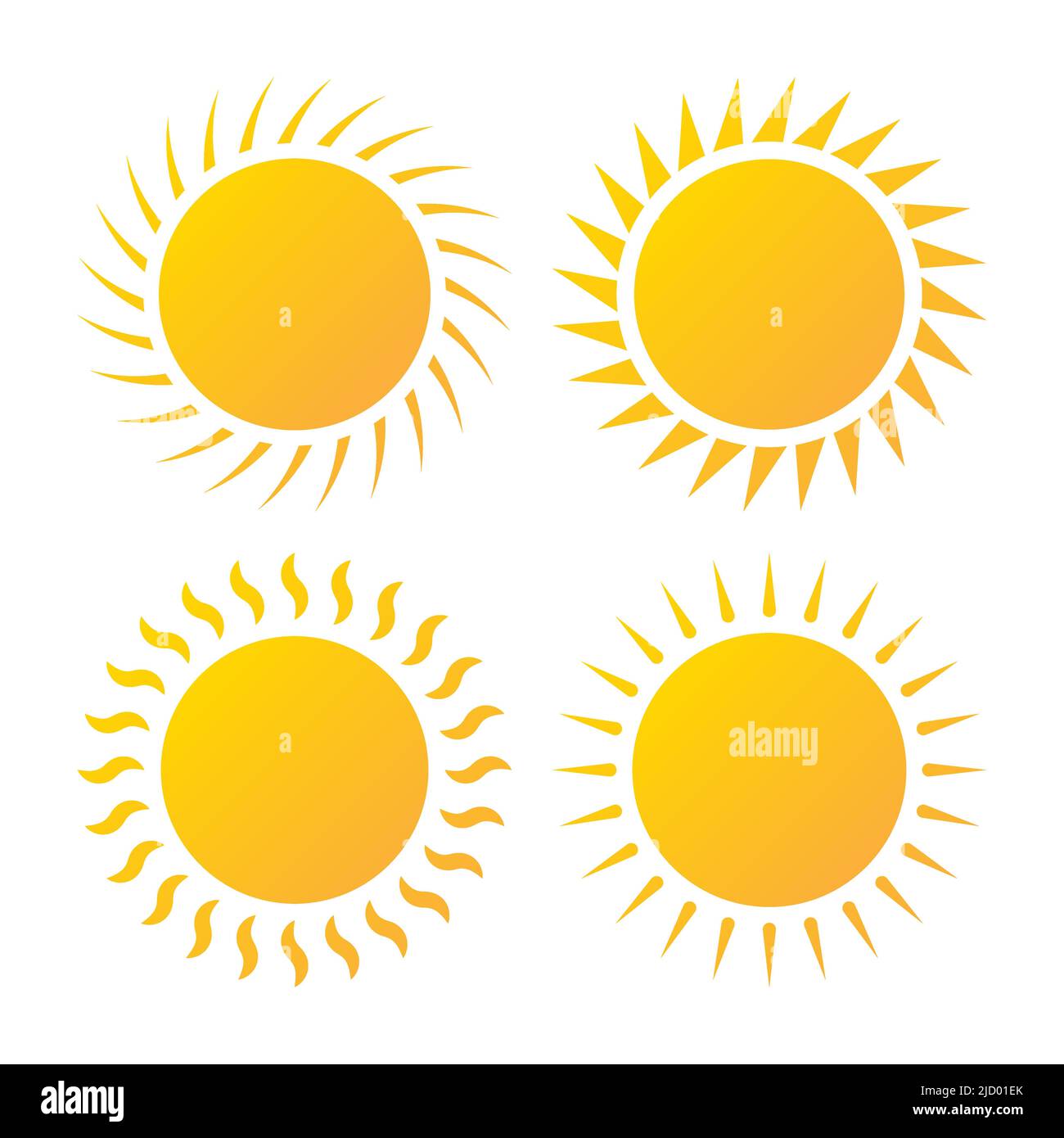 Sketch set yellow sun on white backdrop. Abstract light. Summer objects ...