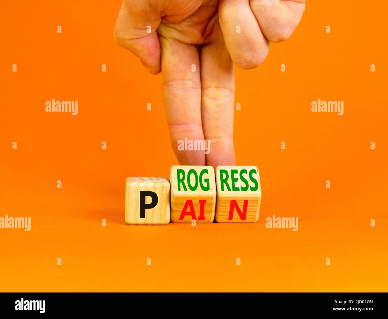 Pain or progress symbol. Concept words Pain or Progress on wooden cubes ...