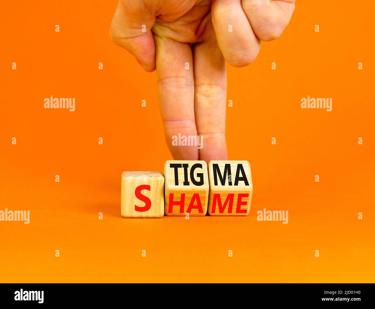 Stigma or shame symbol. Concept words Stigma or Shame on wooden cubes ...