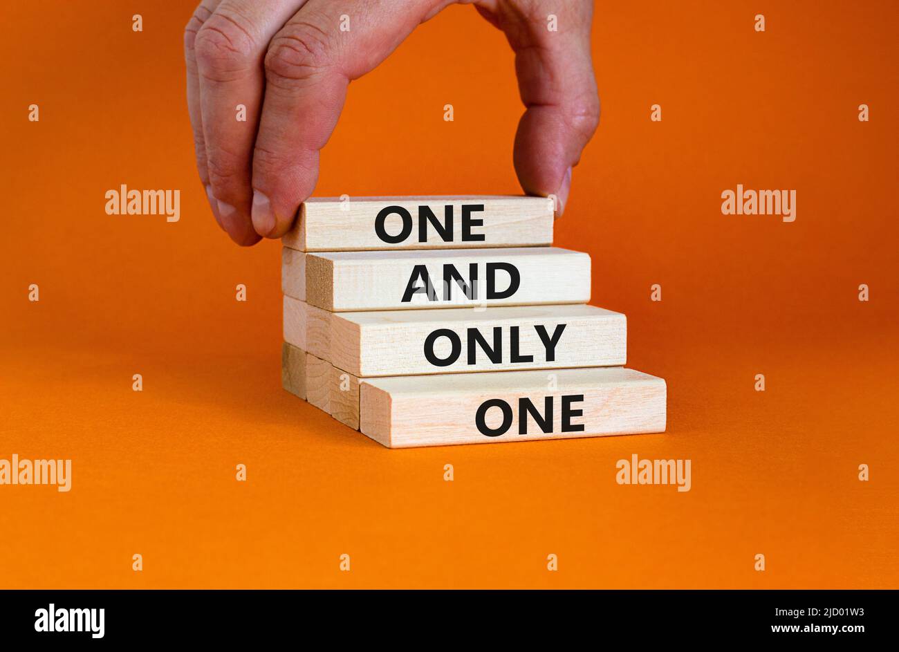 One and only one symbol. Concept words One and only one on wooden ...