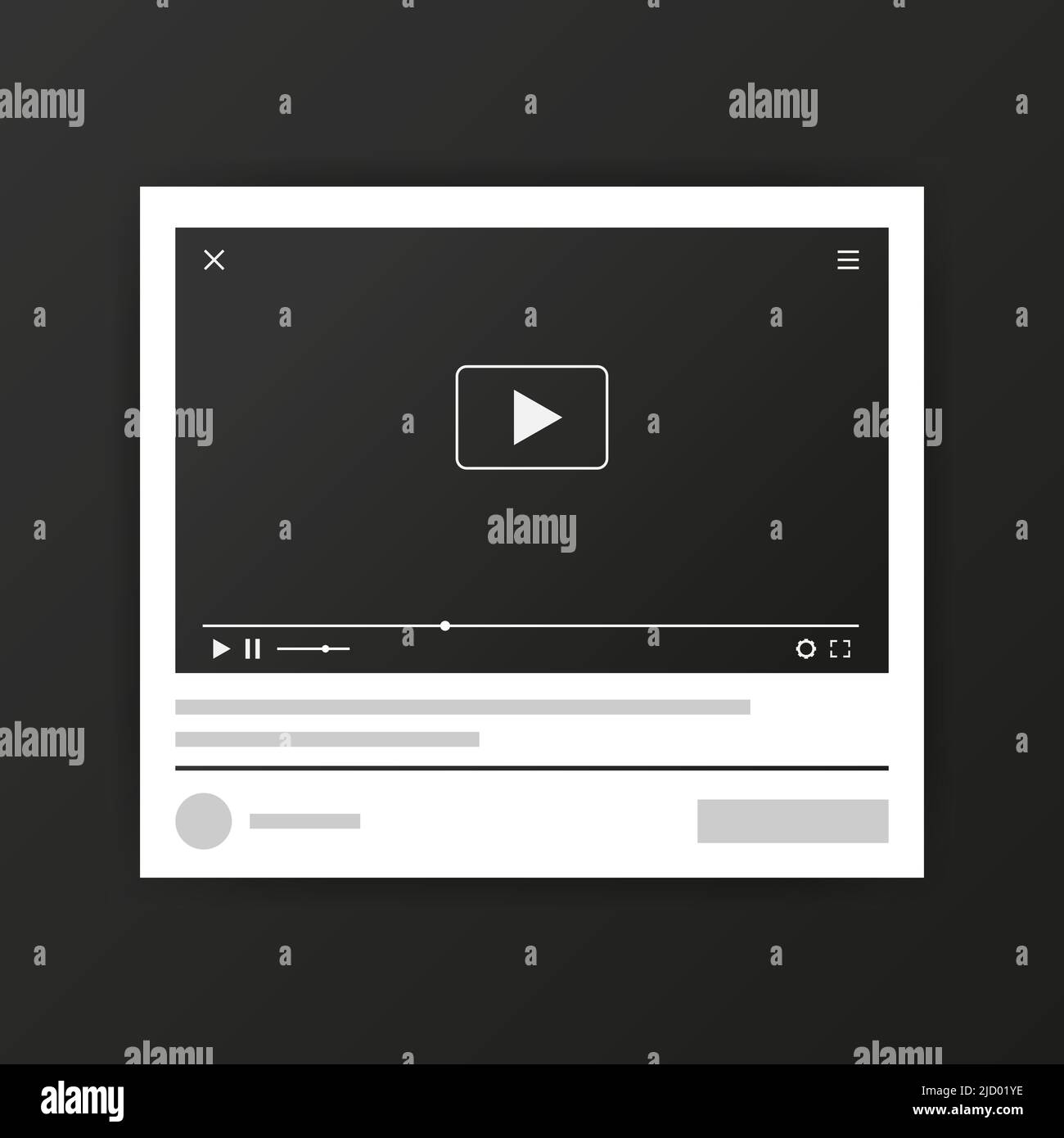 Video player for web design. Realistic window. Vector illustration ...