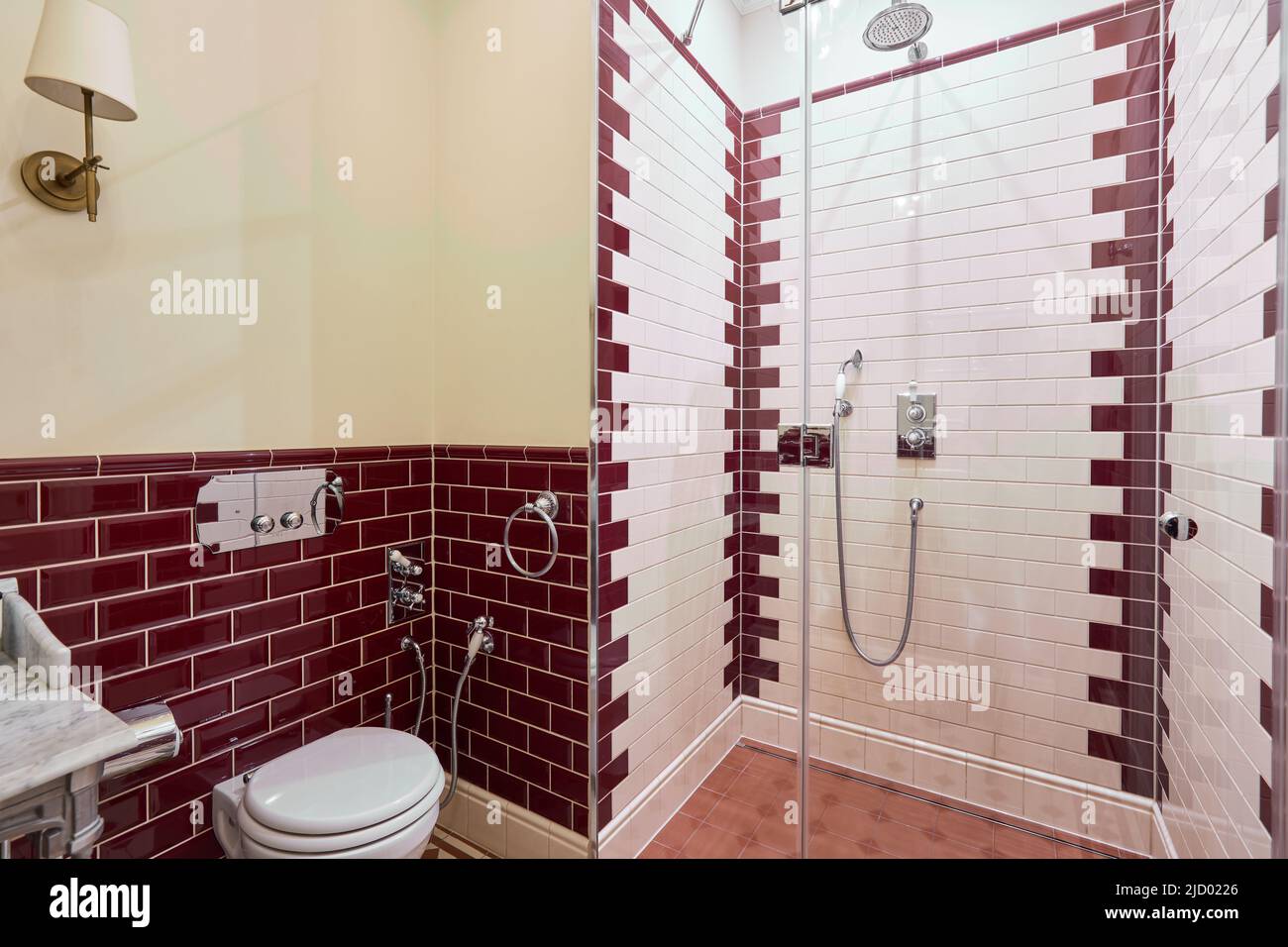 Horizontal photo of a beautiful shower cabin Stock Photo - Alamy