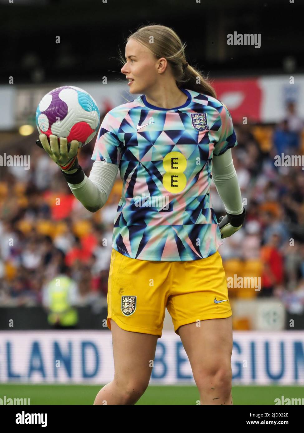 Wolverhampton, UK. 16th June, 2022. Goalkeeper Hannah Hampton (13 ...