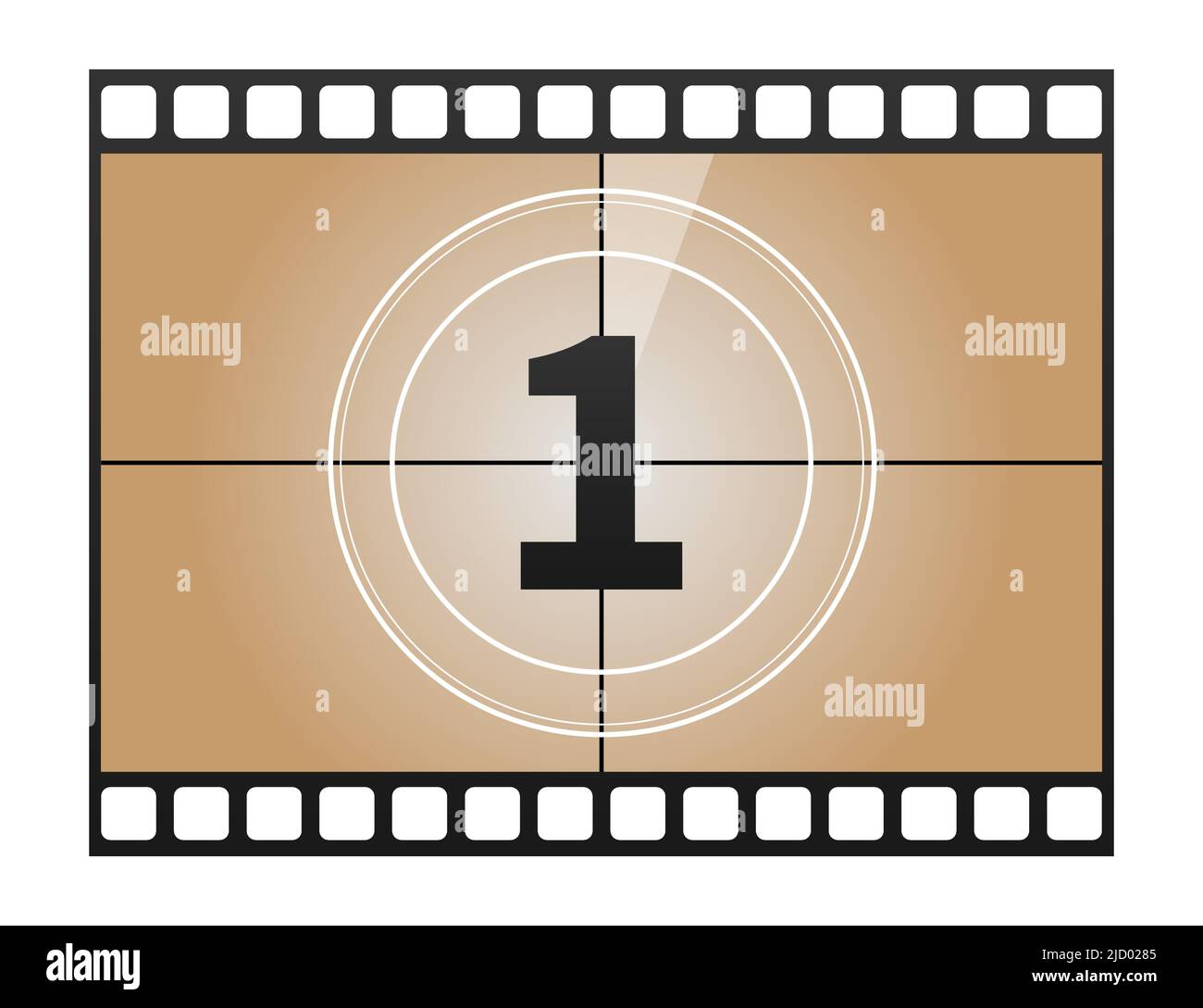 A classic movie countdown frame at the number One. Vector illustration ...