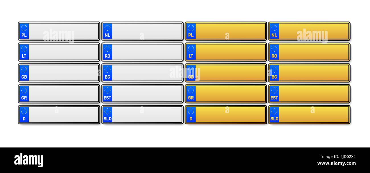 European Number plate car. Information sign. Options for vehicle ...