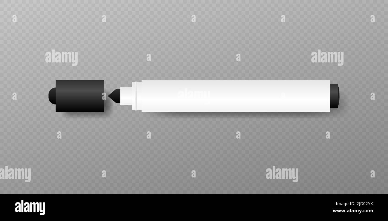 Paper art black color felt-tip pen set on white background. Vector ...