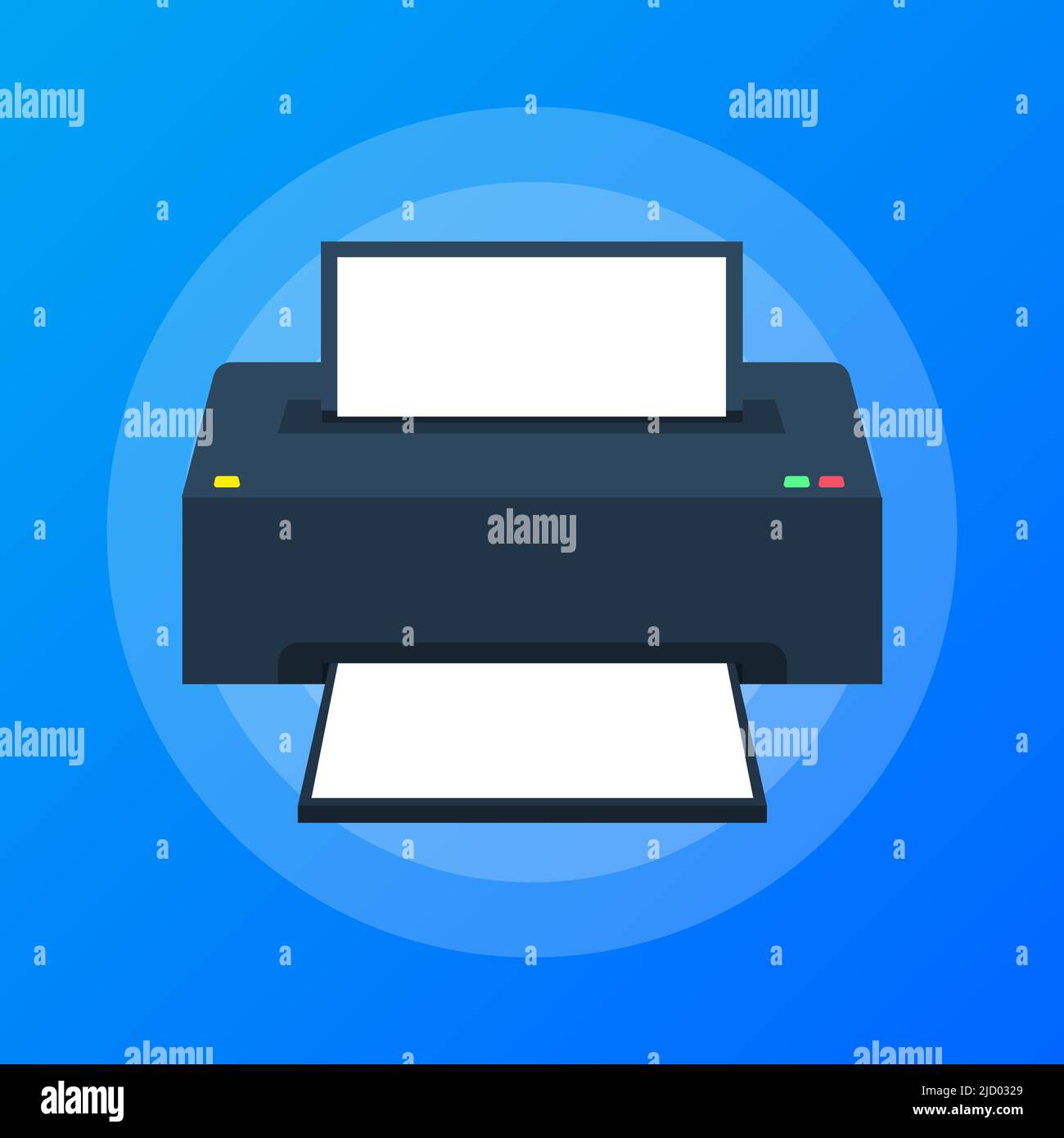 Flat printer icon. printer with paper a4 sheet and printed text ...