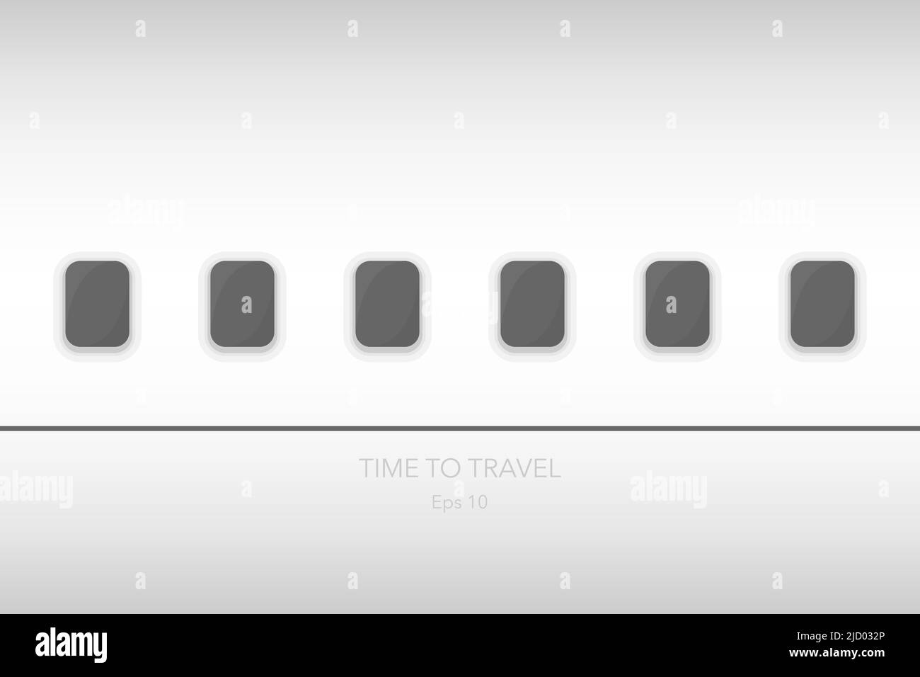Airplane window template inside and outside view, airliner porthole ...