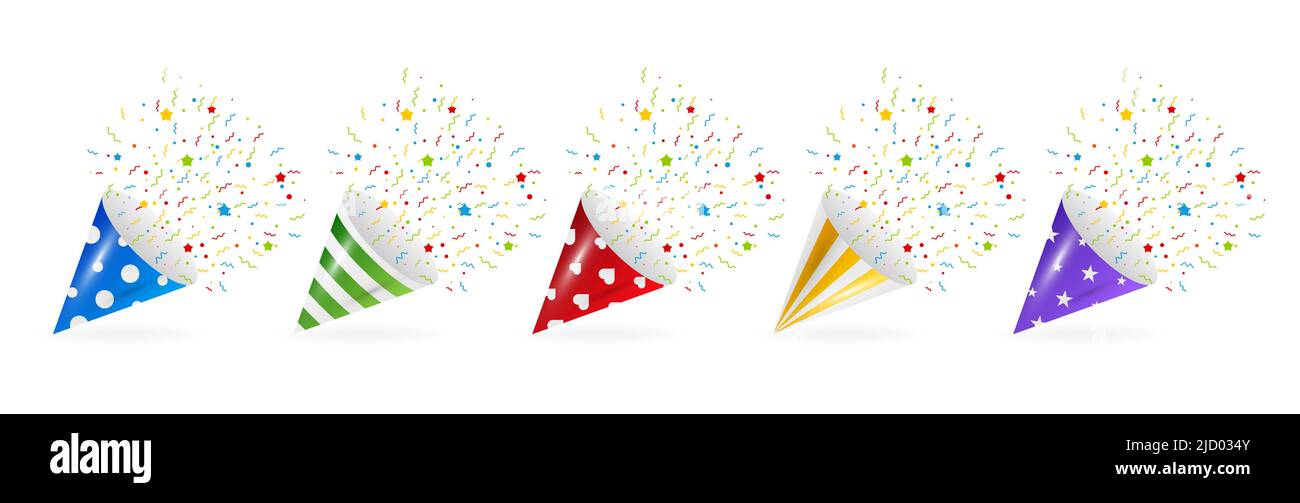 Exploding party popper with confetti and streamer Stock Vector Image ...