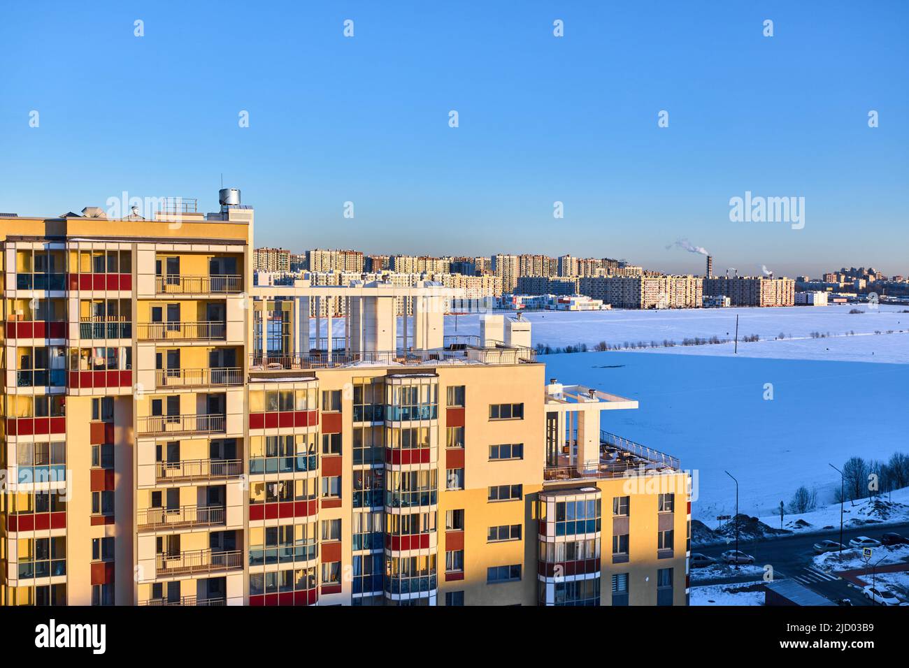 View from the window from the residential complex in winter Stock Photo ...