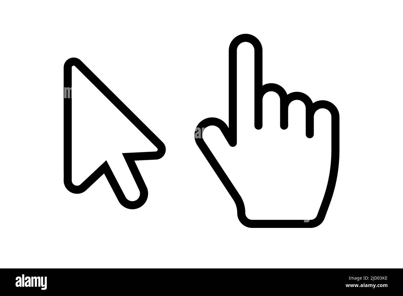 Flat illustration with black cursor for site design. White background ...