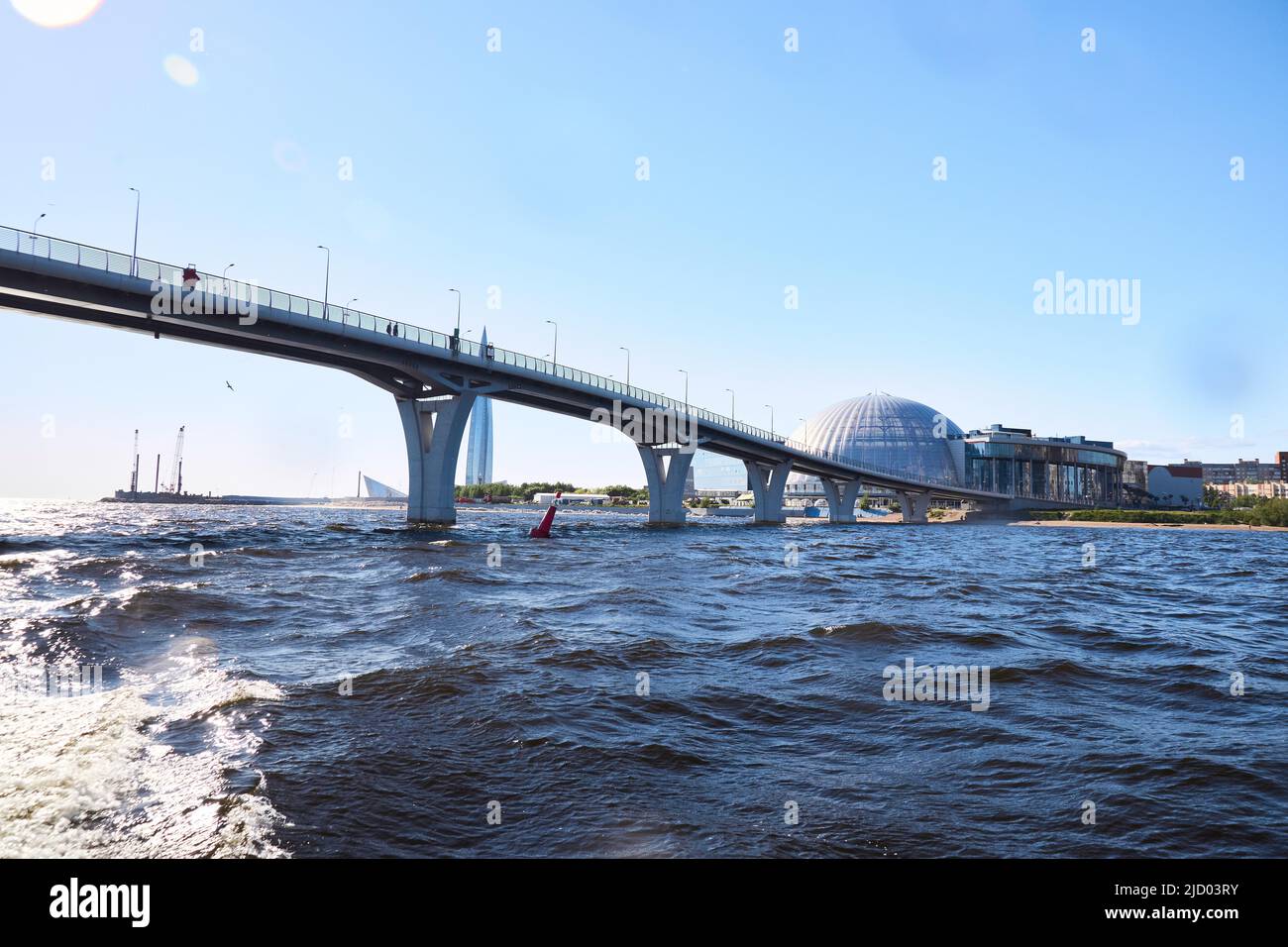 View of the pedestrian bridge across the Neva Stock Photo - Alamy