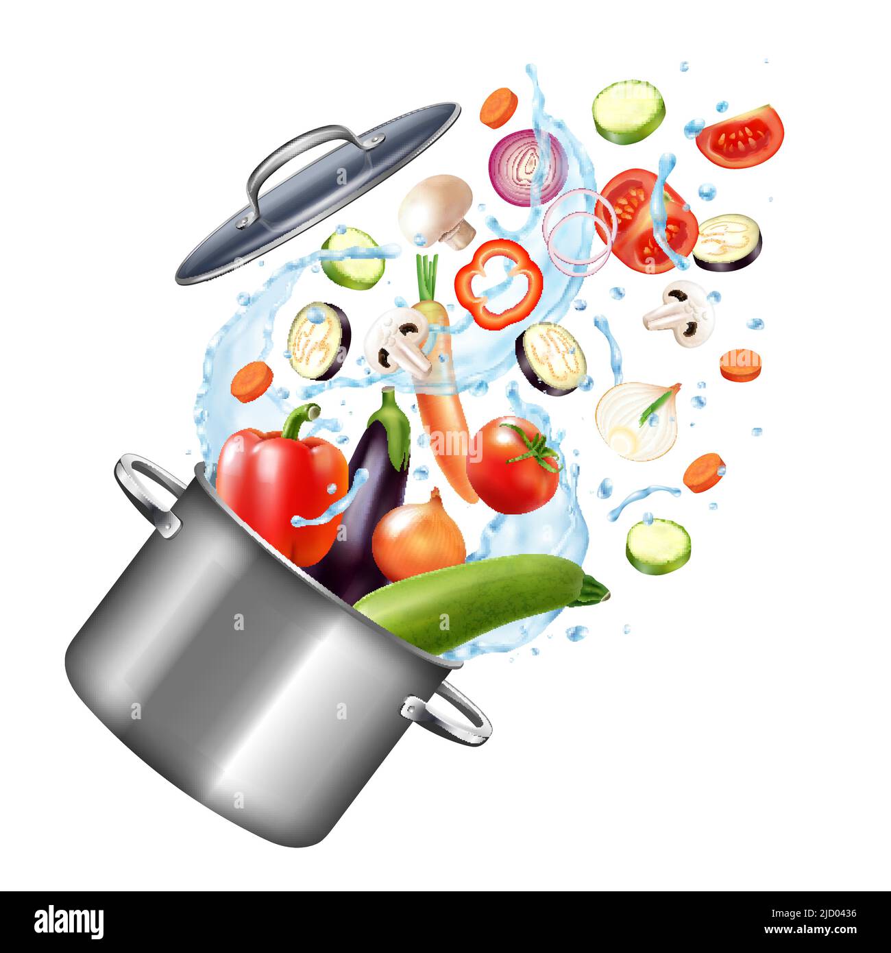 Realistic water splash pot composition with blank background and image ...