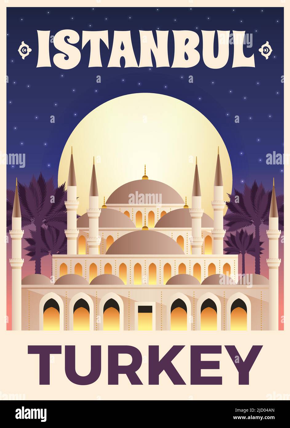 Turkey travel tourist top attractions flat poster with famous istanbul ...