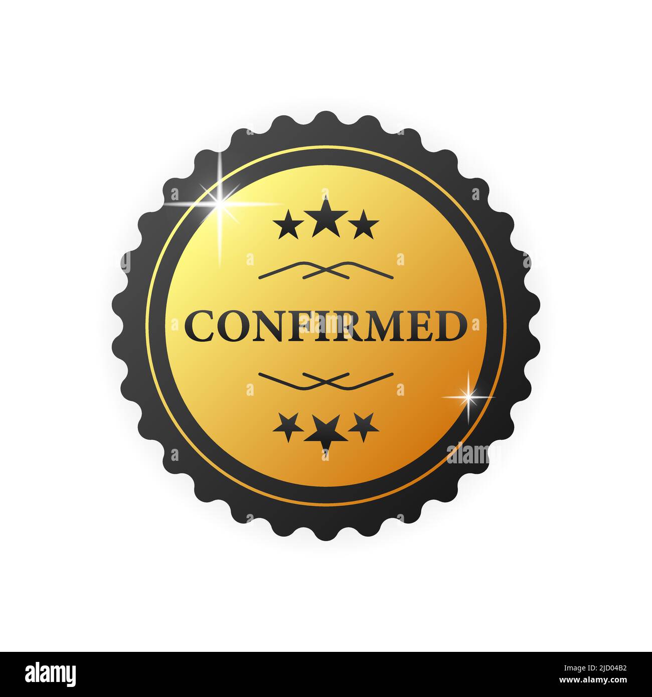 Confirmed gold rubber stamp on white background. Realistic object ...