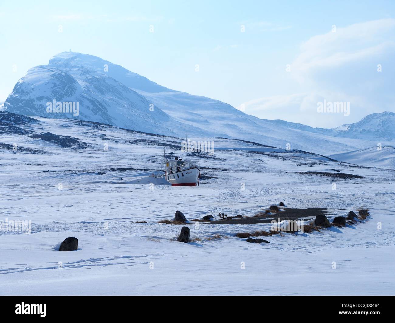 Norway frozen boat Stock Photo - Alamy
