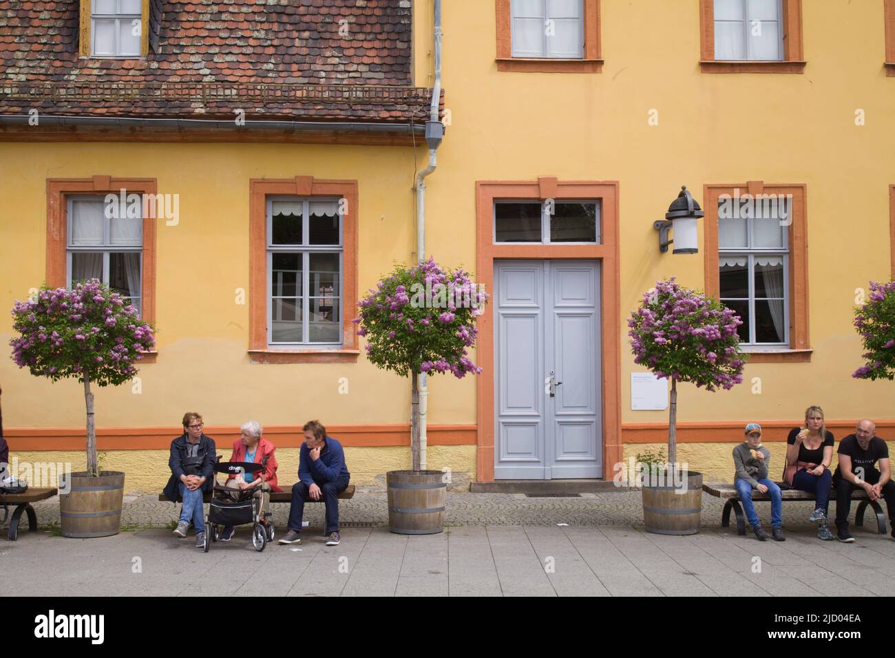 Germany, Thuringia, Weimar, street scene, people, houses Stock Photo ...