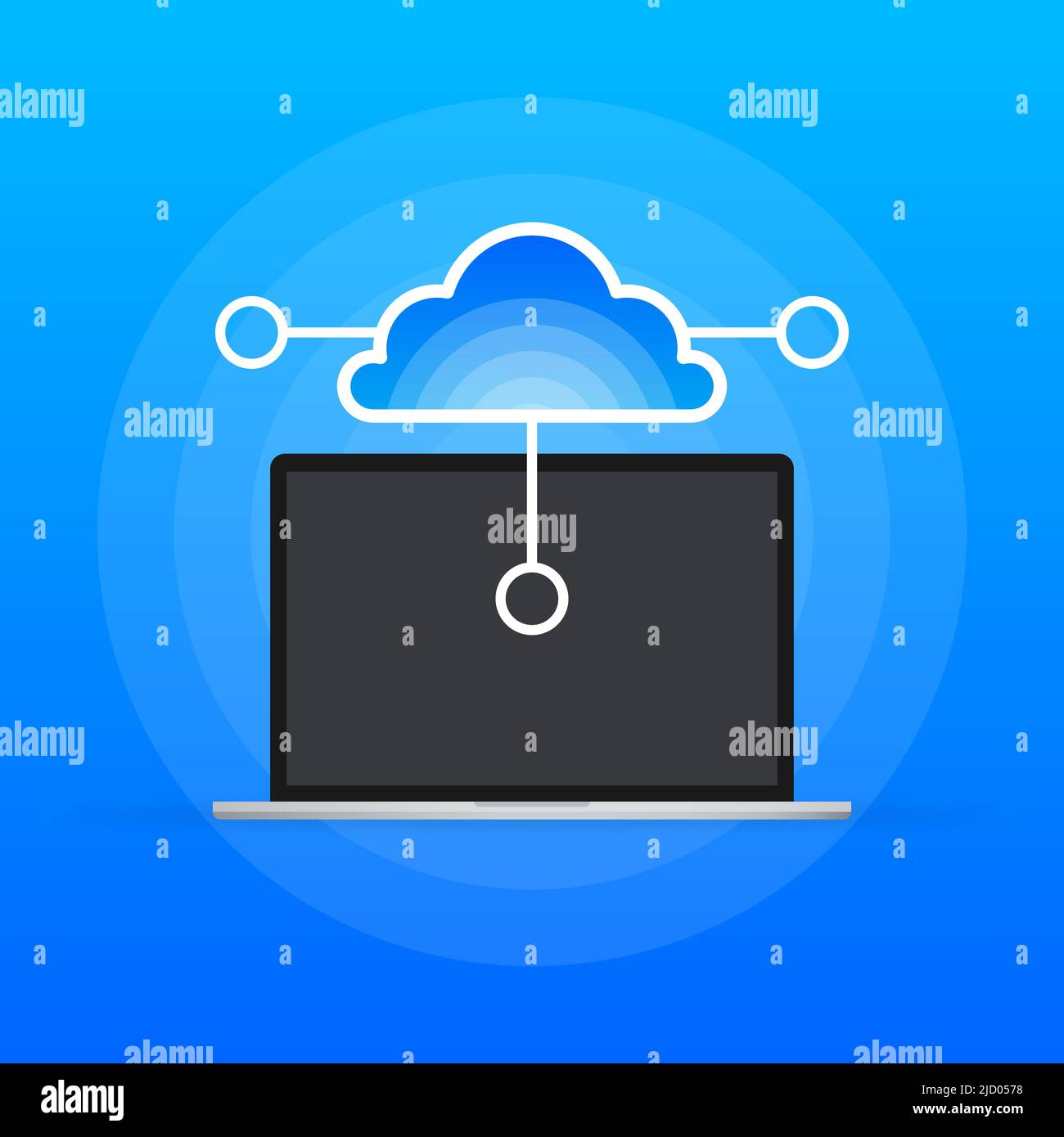 Cloud computing icon and laptop on blue background. Vector illustration ...
