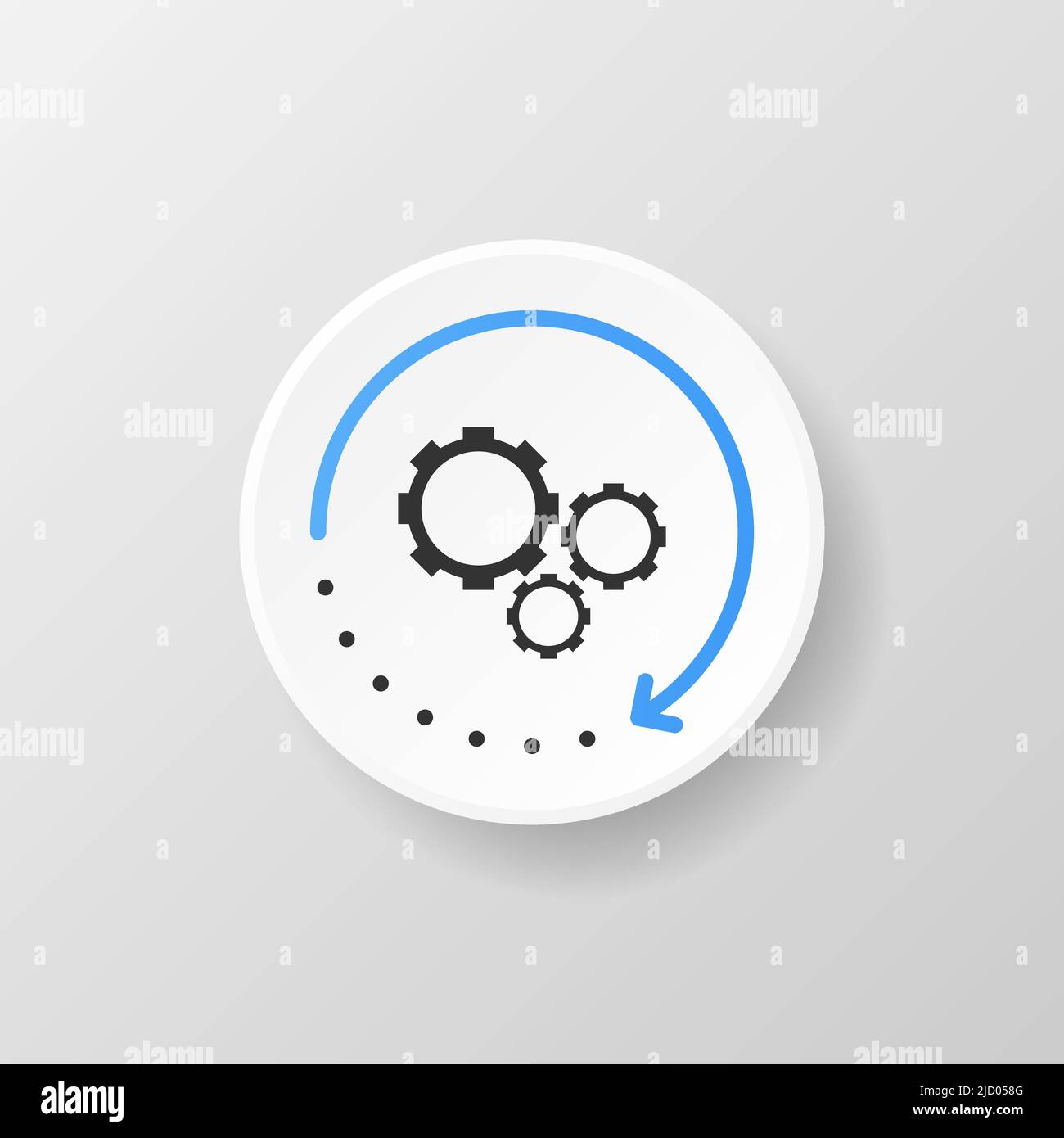 New update blue and gray icon on realistic button on white background ...