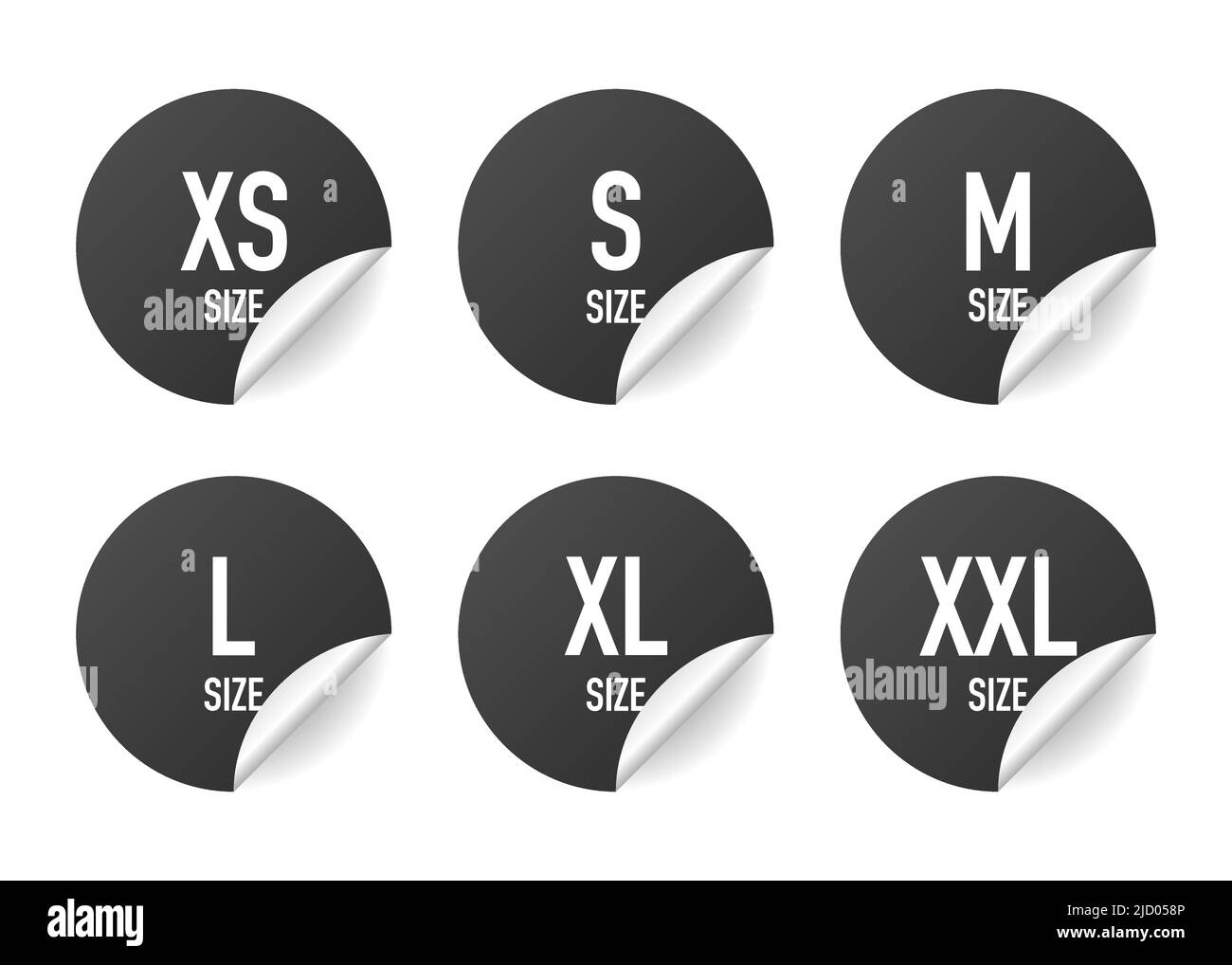 Collection of clothing size labels isolated on white background. Vector ...