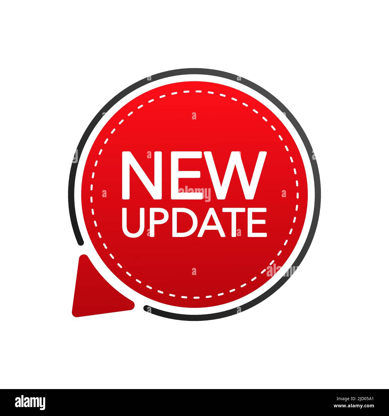 New update red label on white background. Red sticker. Vector ...