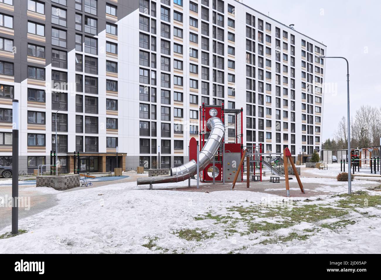 The winter landscapes of a residential complex Stock Photo - Alamy
