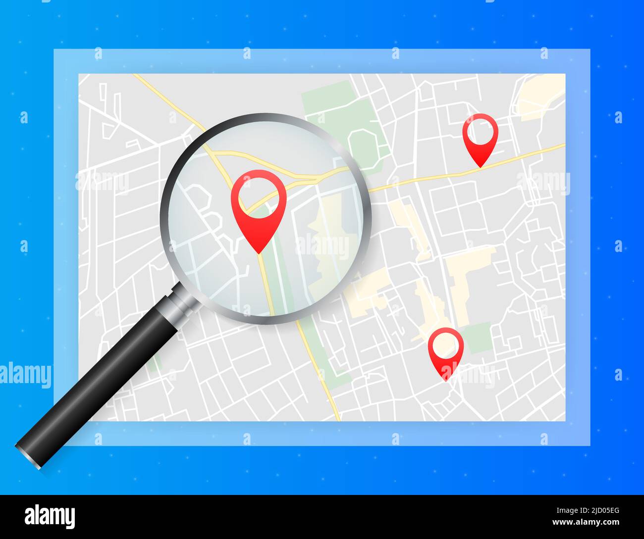 Geo map and zoom lens. City map on color background. Vector ...