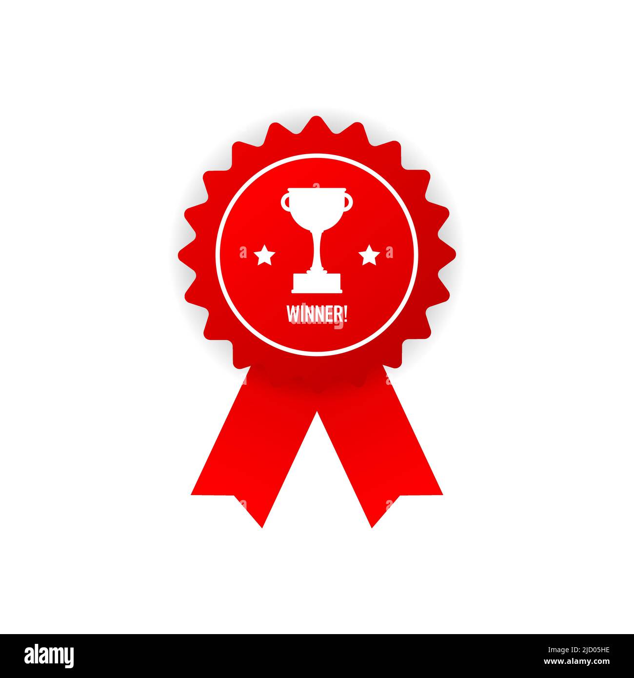 Winner red rubber badge with red ribbon on white background. Realistic ...