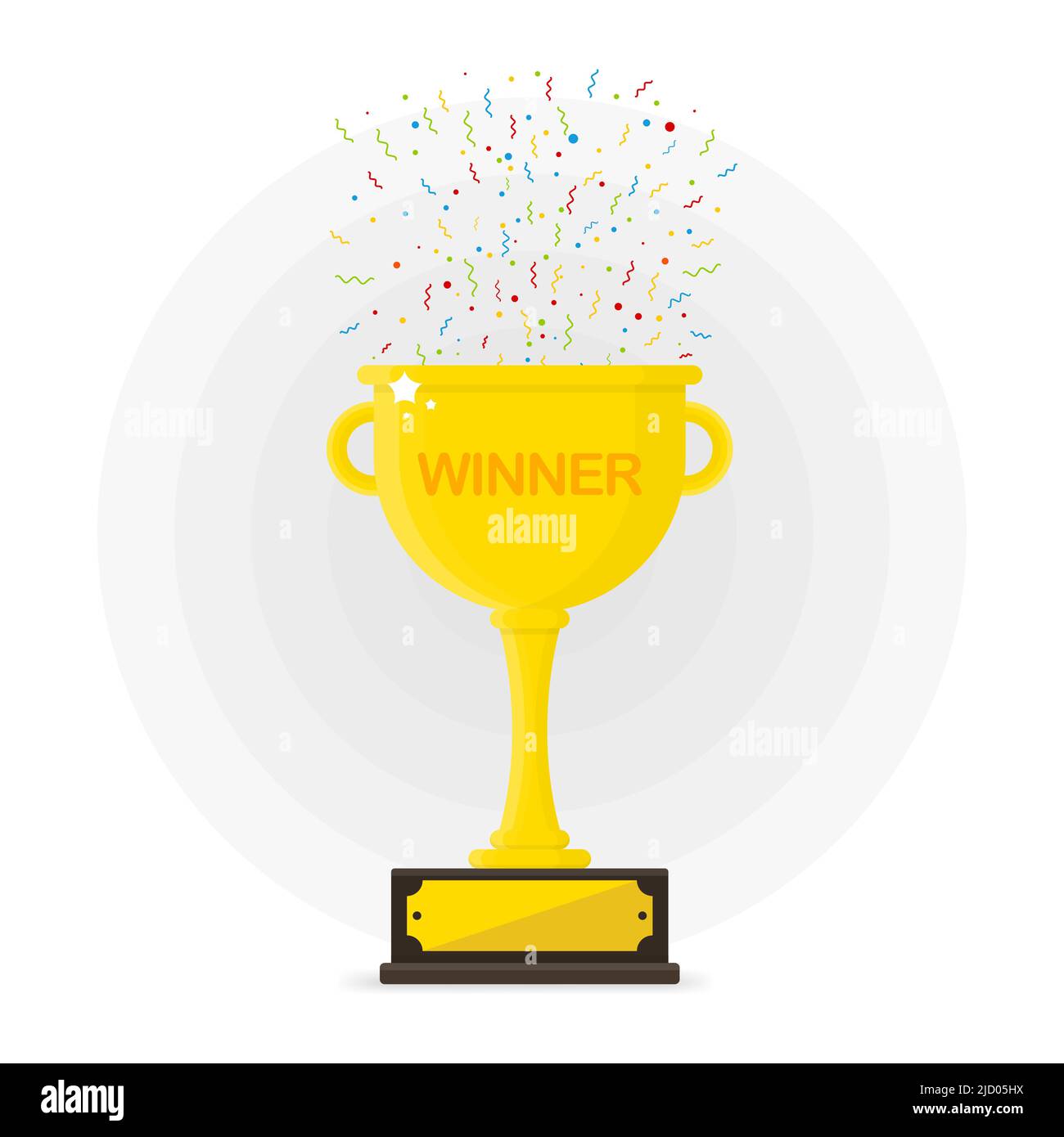 Winner cup in gold color with confity on white background. Vector ...
