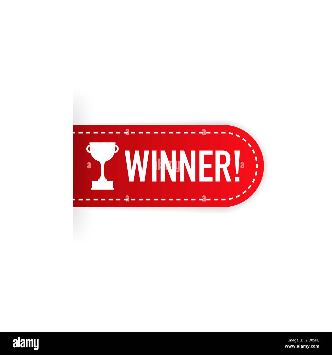 Winner red rubber label with red ribbon on white background. Realistic ...