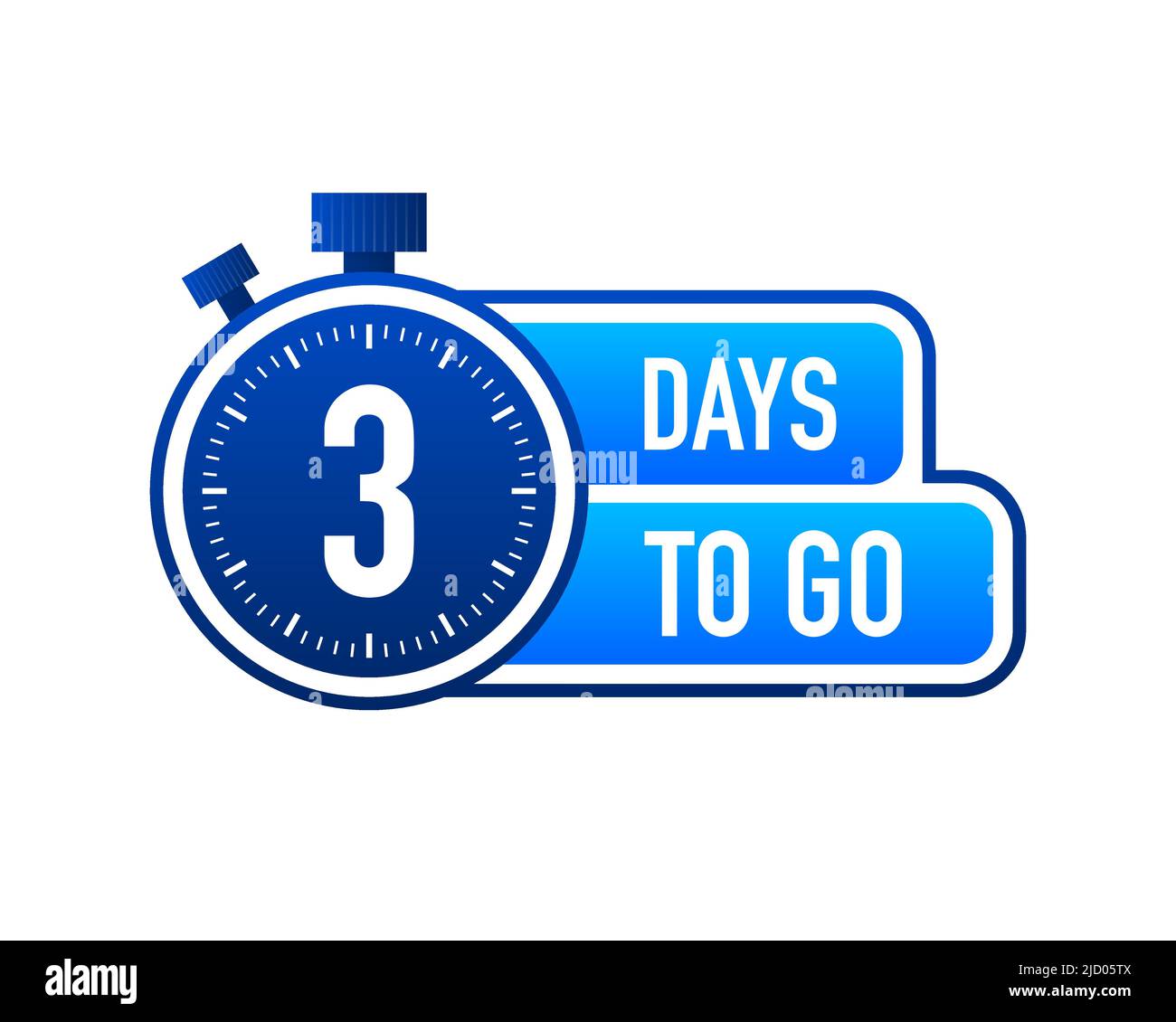 Three Days To Go Timer Label, blue emblem banner. Vector illustration ...