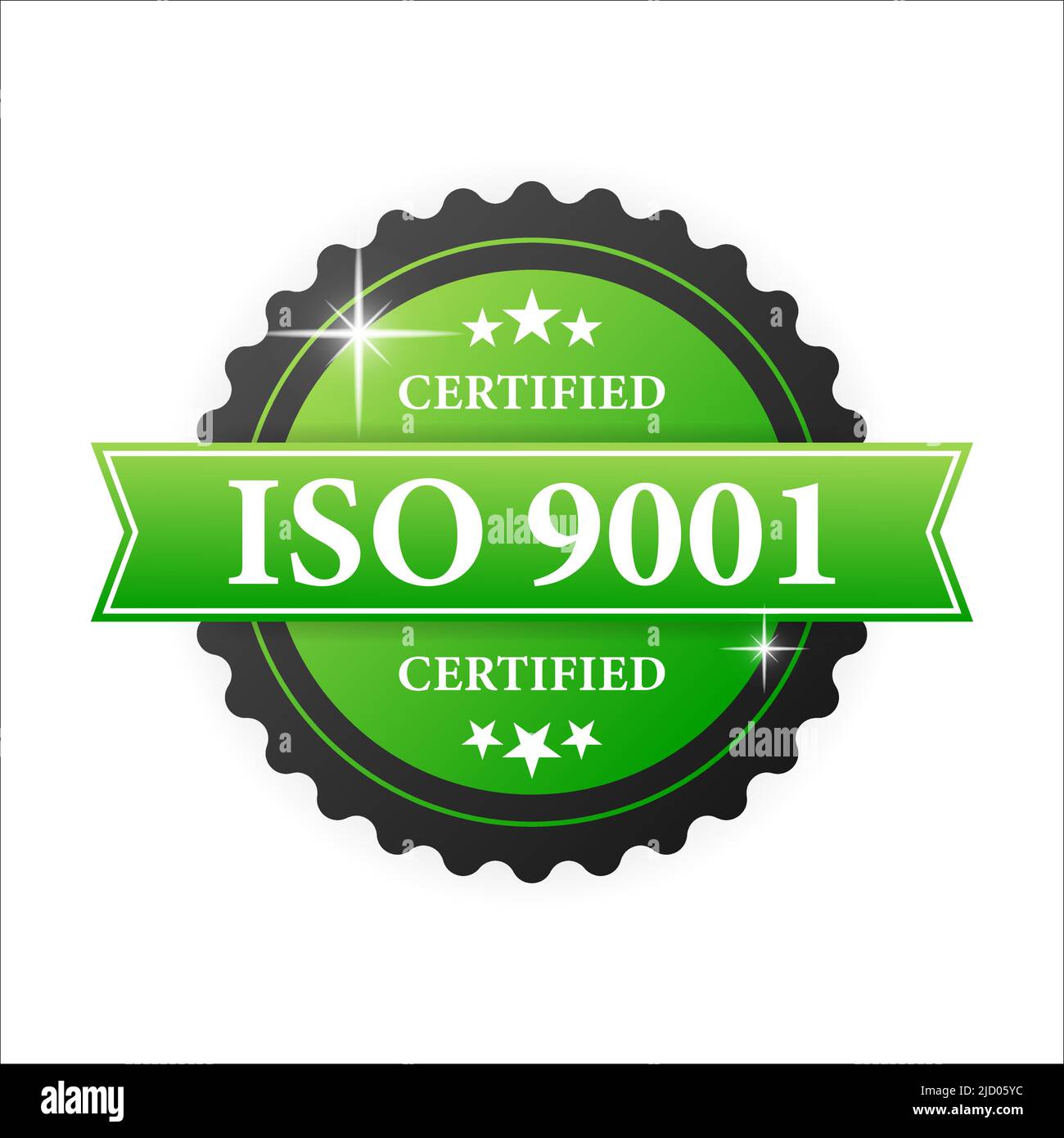 ISO certified 9001 green rubber stamp with green rubber on white ...