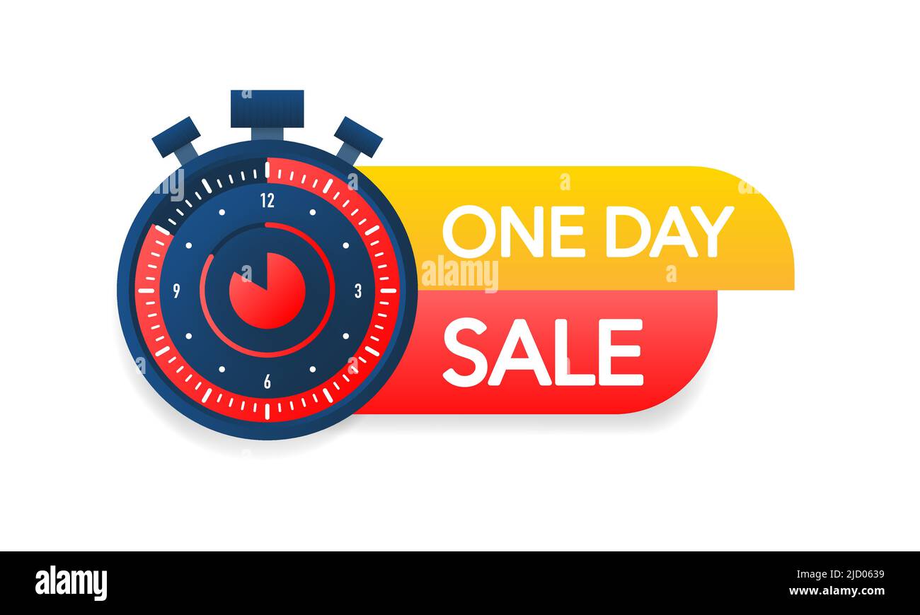 One day sale label, promotion icon. Vector illustration Stock Vector ...