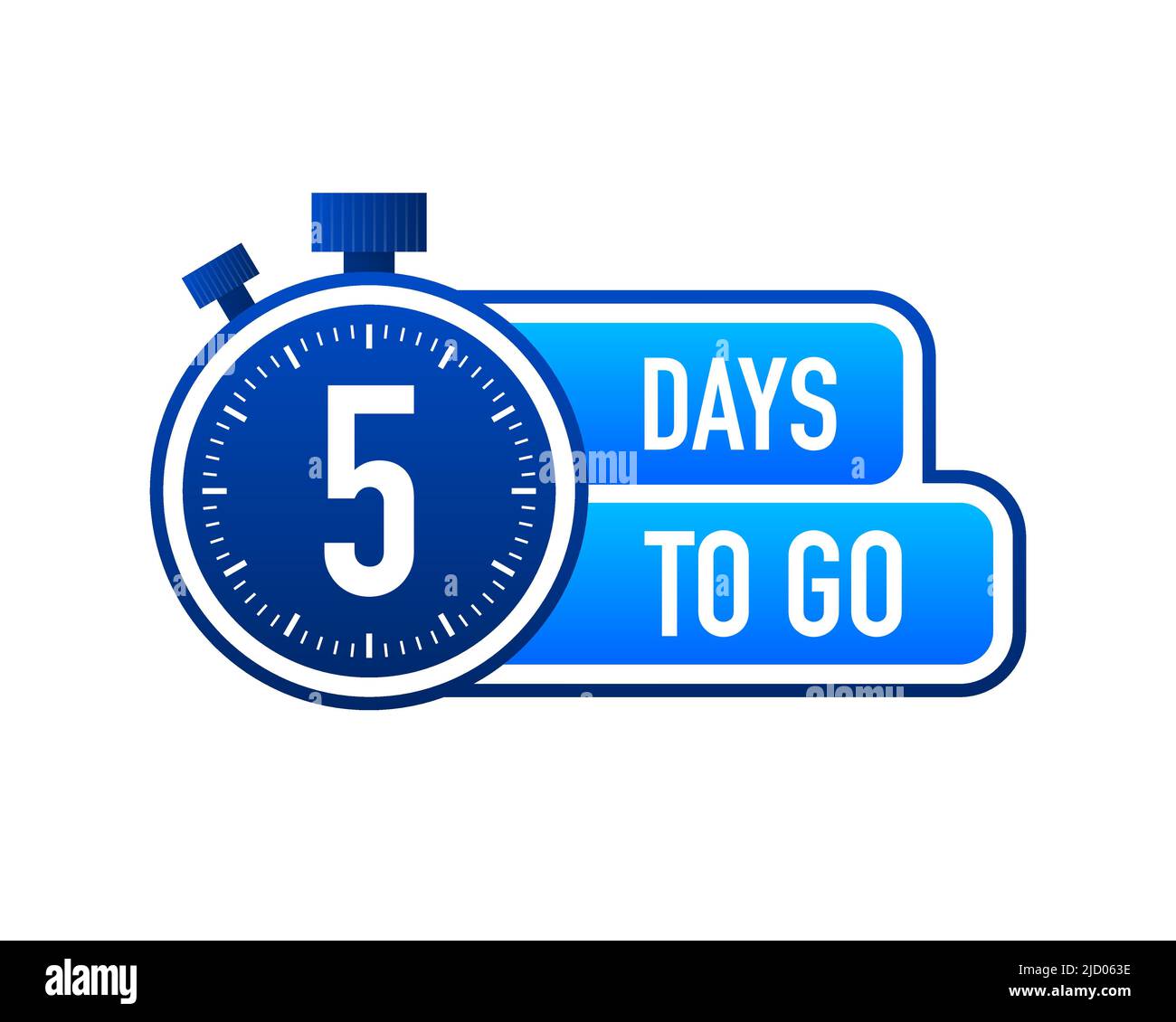 Five Days To Go Timer Label, blue emblem banner. Vector illustration ...