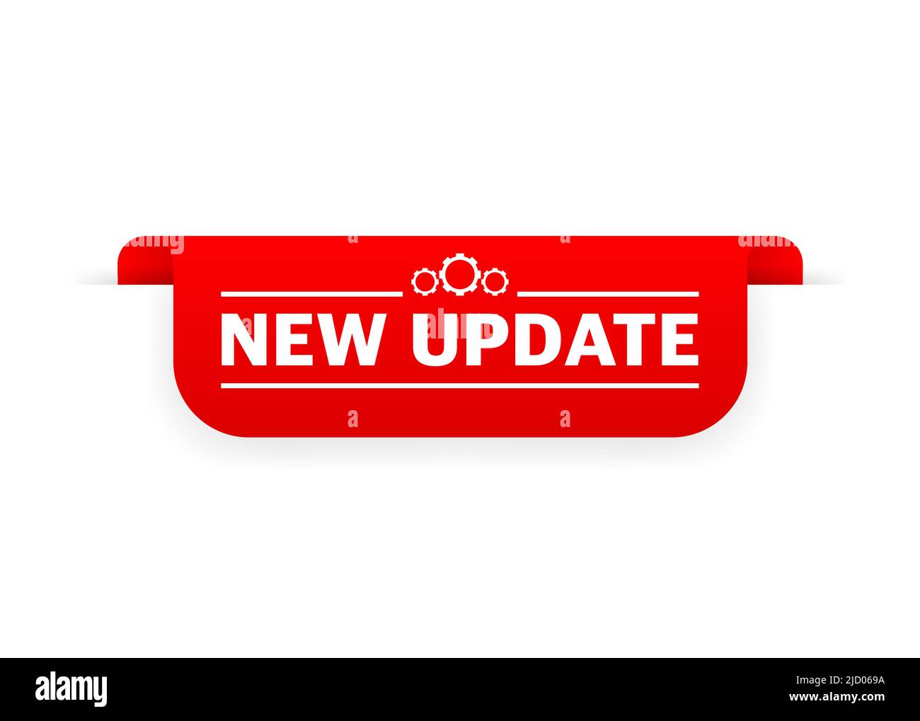 New update red label on white background. Red ribbon. Vector ... New update red label on white background. Red ribbon. Vector ...
