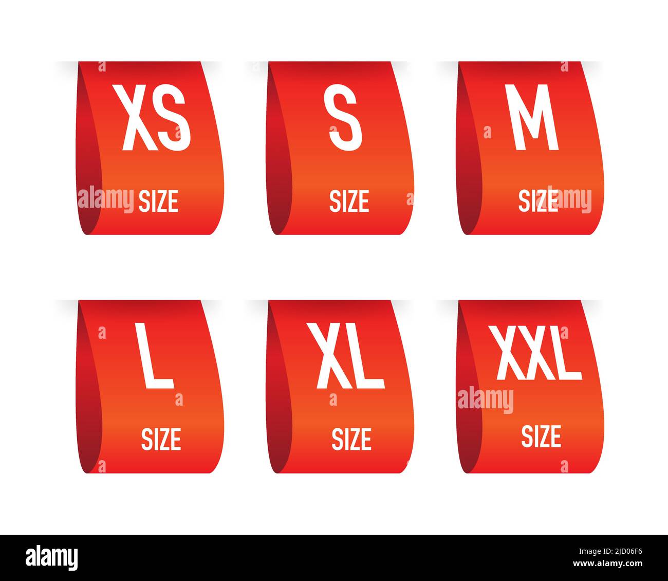 Collection of clothing size labels isolated on white background. Vector ...