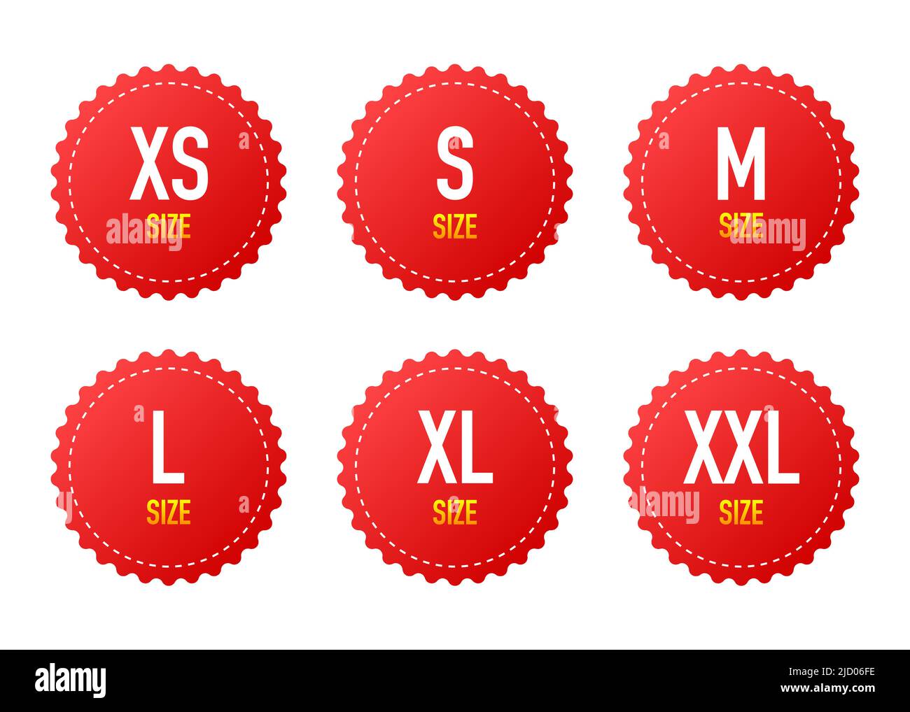 Collection of clothing size labels isolated on white background. Vector ...