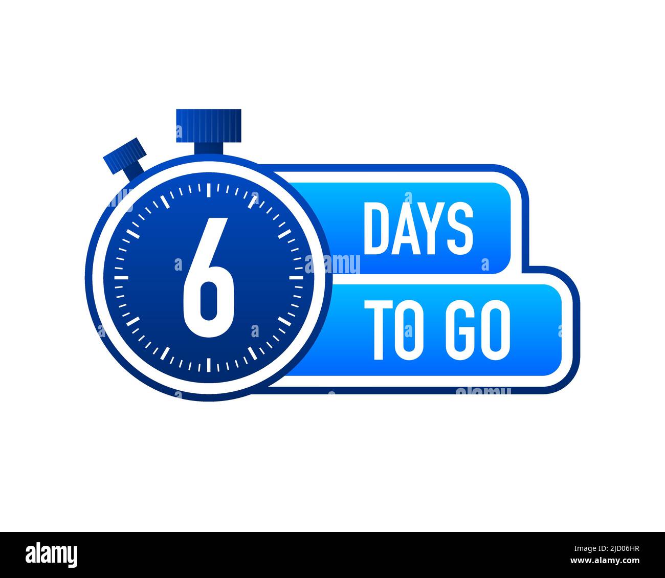 Six Days To Go Timer Label Blue Emblem Banner Vector Illustration