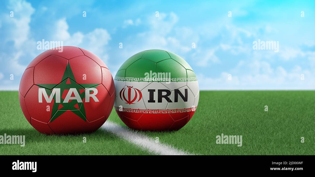 Iran vs. Morocco Soccer Match - Leather balls in Iran and Morocco ...