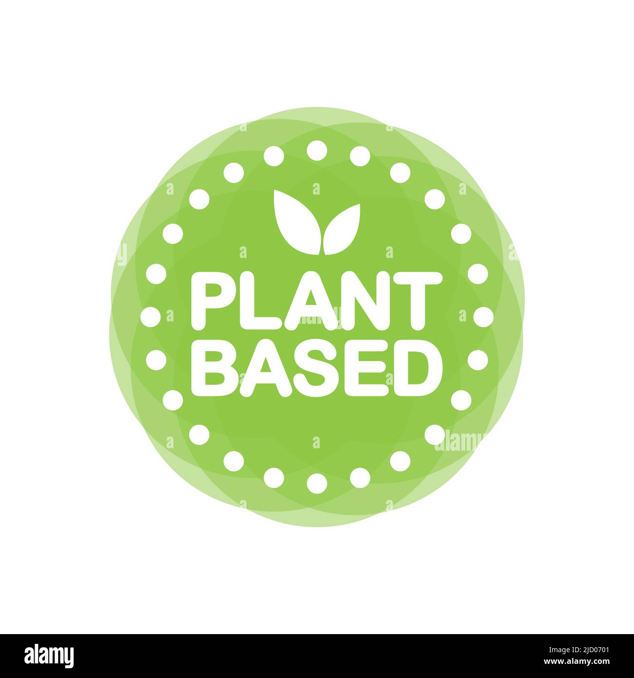 Plant based green stamp in flat style on white background. Vector ...
