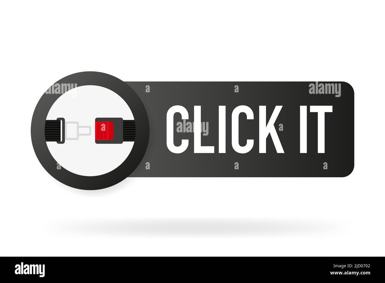 Click it black label on white background. Vector illustration Stock ...